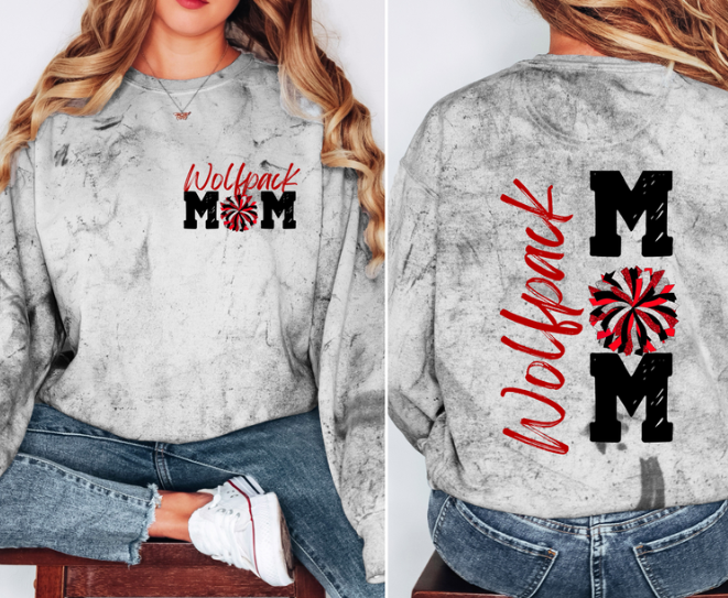 comfort colors Color blast Wolfpack mom with pom (tee or sweatshirt ...